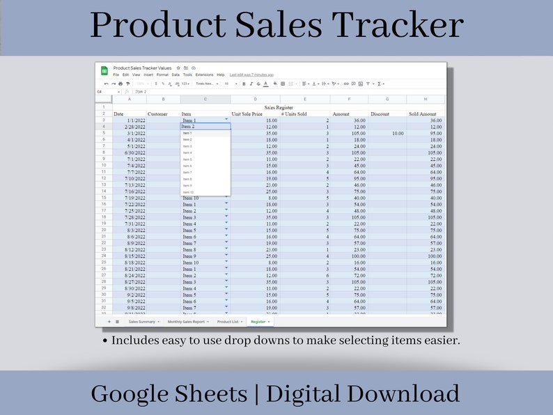 Product Sales Tracker Spreadsheet With Pricing Calculator | Etsy