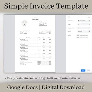 Simple Invoice Template, Google Docs Template Download, A Perfect, Easy ...