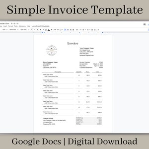Simple Invoice Template, Google Docs Template Download, A Perfect, Easy ...