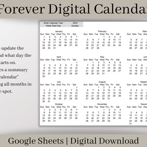 Forever Digital Calendar: Google Sheets Planner (digital Download) - Etsy