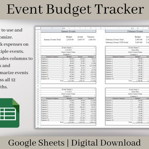 Event Expense Tracker Spreadsheet, Google Sheets Template, Track Budget ...