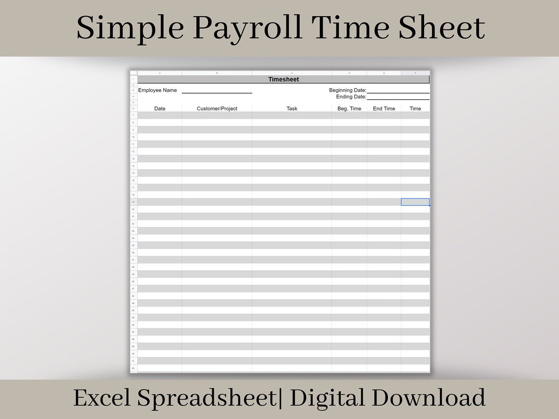 Employee Time Sheet Automated Excel File and PDF Printouts 5 Colors ...