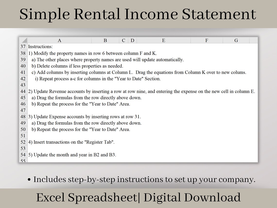 Rental Property Income Statement Excel Template: Landlord Profit & Loss ...