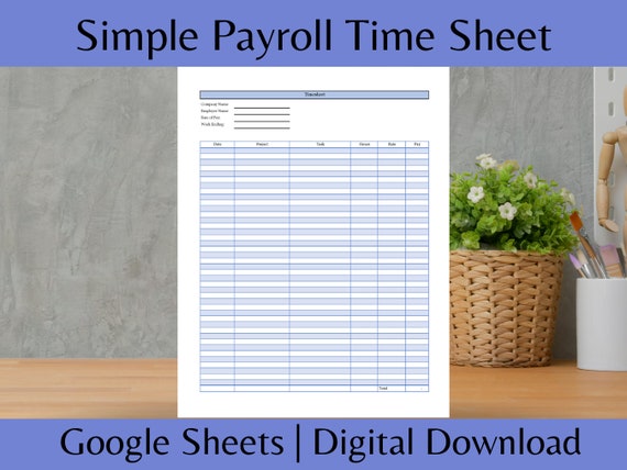 Payroll Time Sheet Easy to Use Employee Time Card Report - Etsy