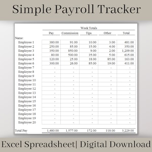 Summary Payroll Report, Easy to Use Employee Payroll Tracker, Summarize ...