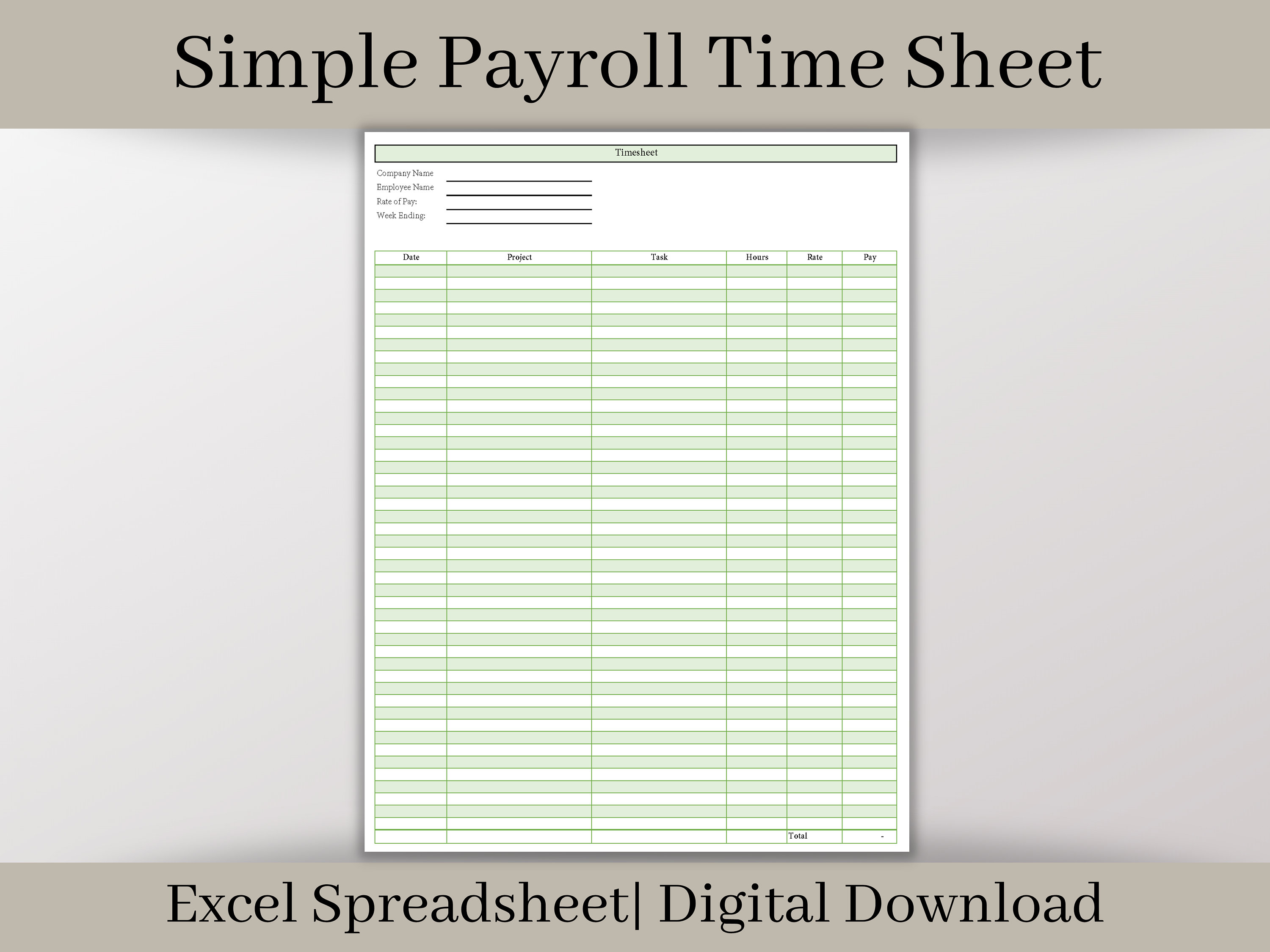 Simple Time Sheet, Easy to Use Employee Time Card Report, Excel ...