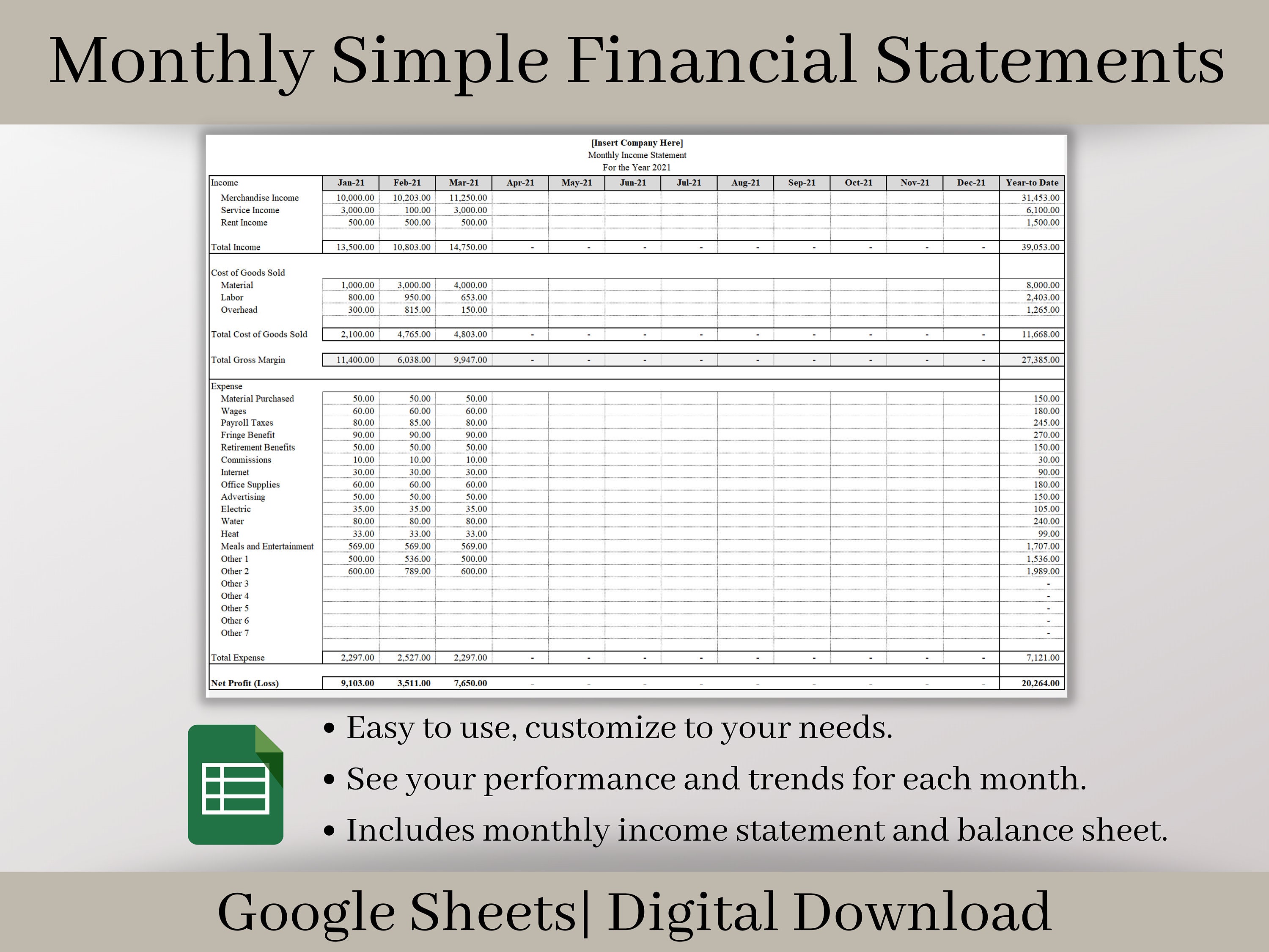 Income Statement And Balance Sheet Template Excel