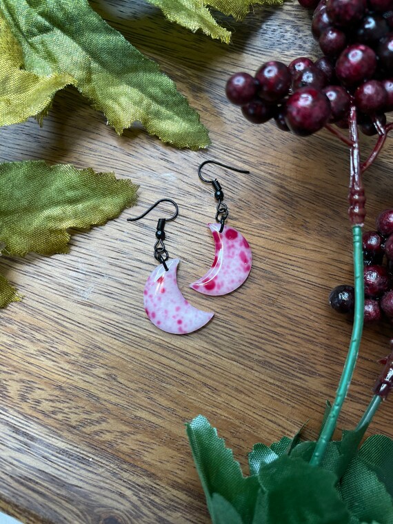 Blood Splatter Moon Polymer Clay Earrings | Etsy