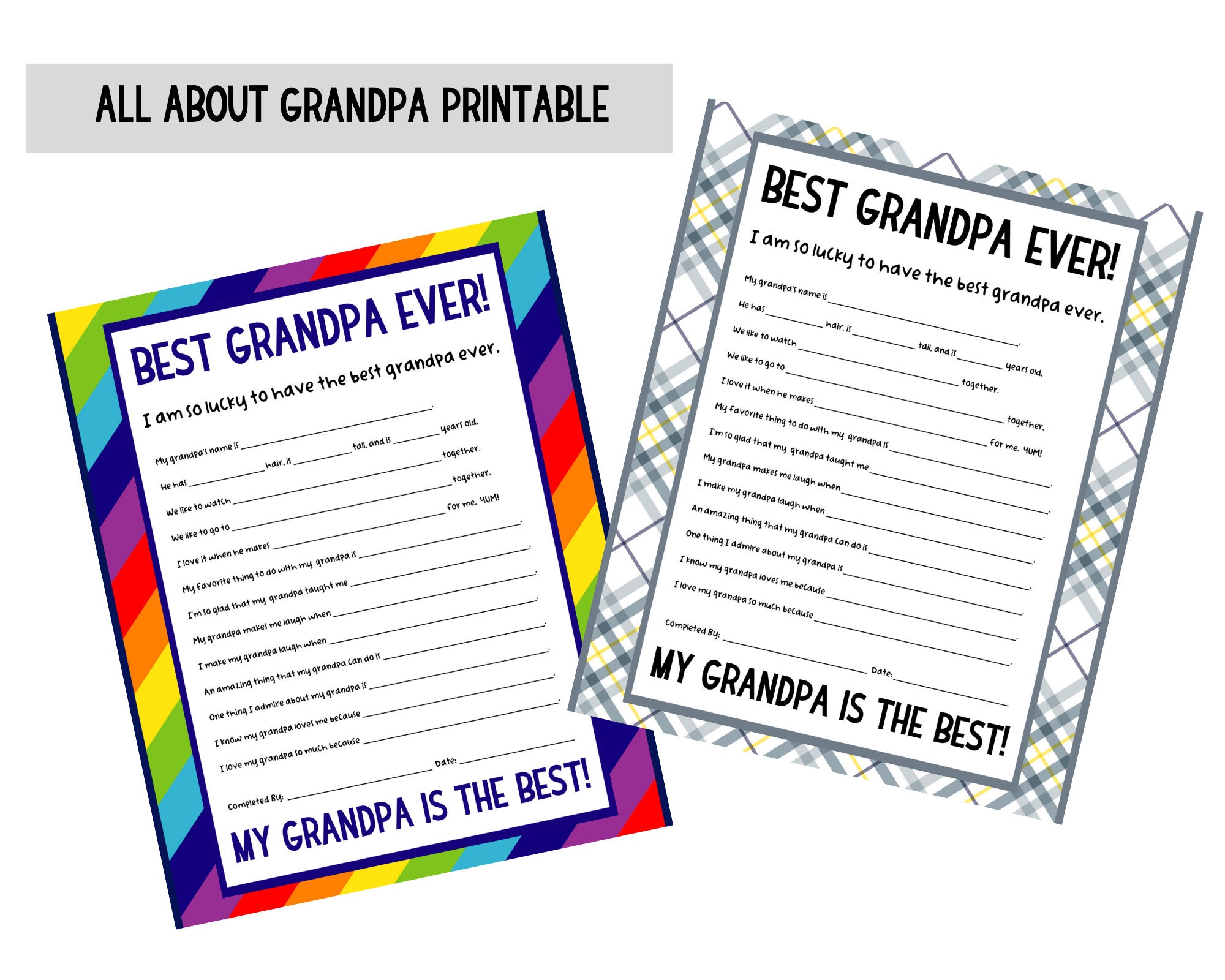 Father's Day Printable All About GRANDPA Activity | Digital Download ...