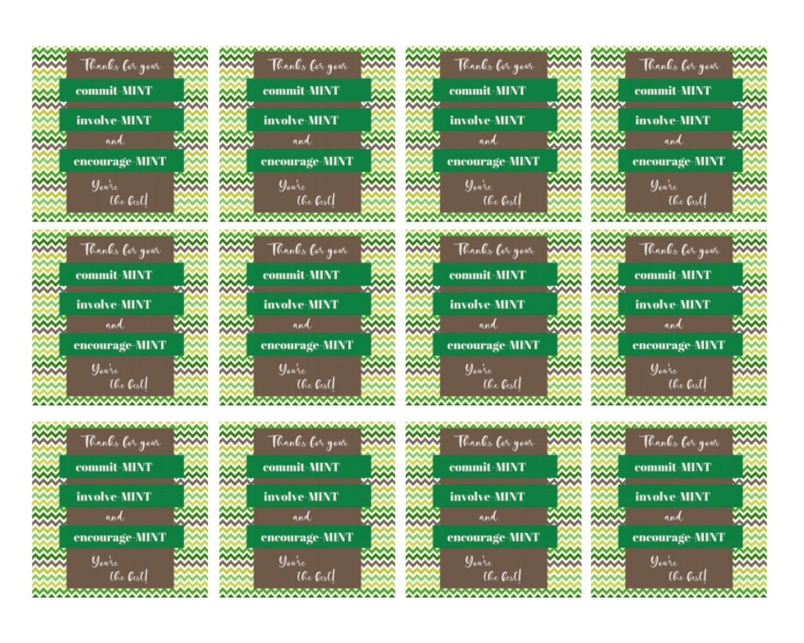 Mint Candy Printable Tags Thank You Candy Tags Thank You Printable ...