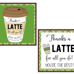 Thanks a Latte Printable Tags | Printable Coffee Tags | Thank You ...