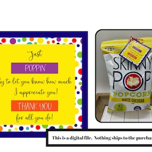Popcorn Treat Printable Tags | Thank You Candy Tags | Thank You ...