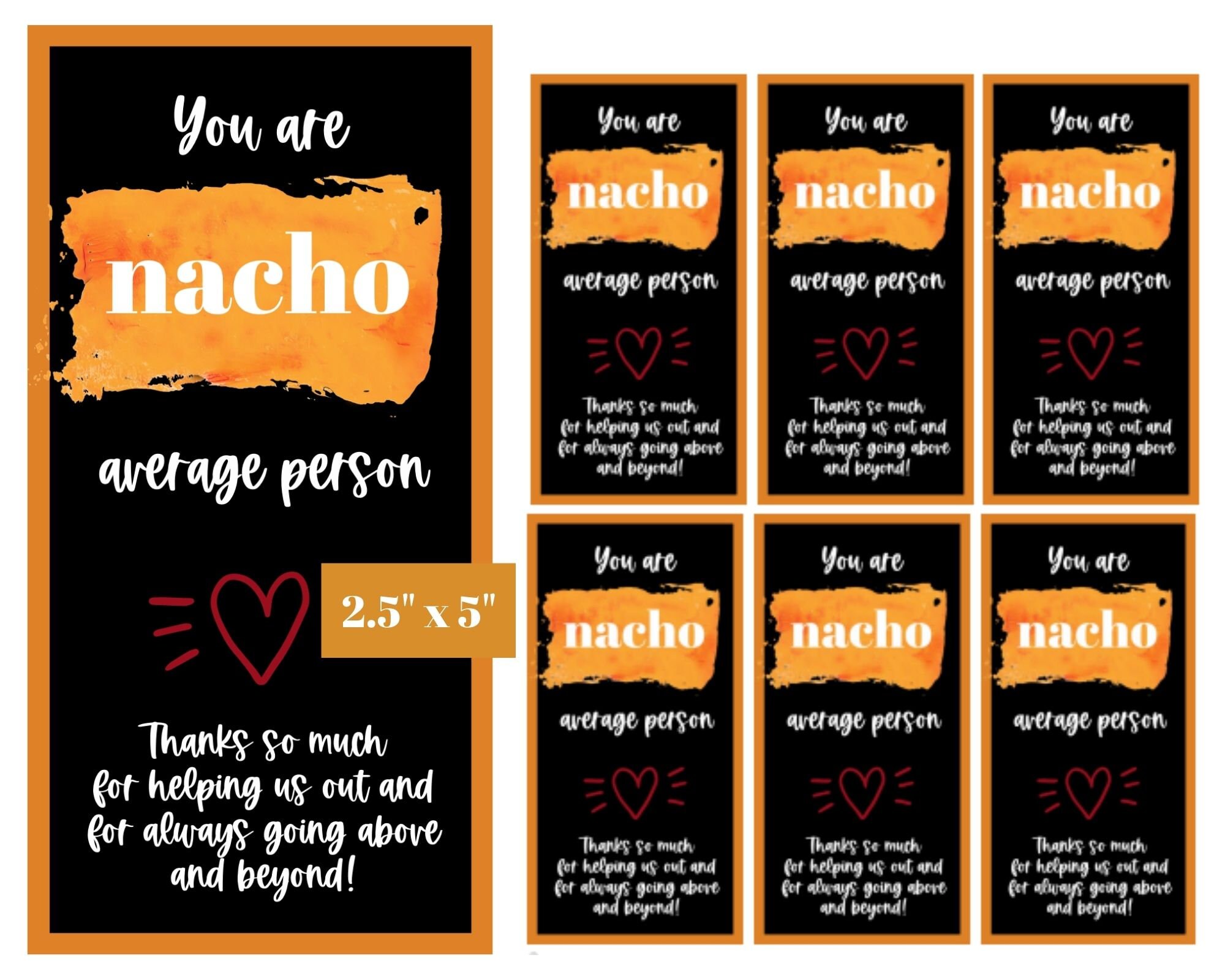 Nacho Snacks Printable Tags Thank You Tags Thank You - Etsy