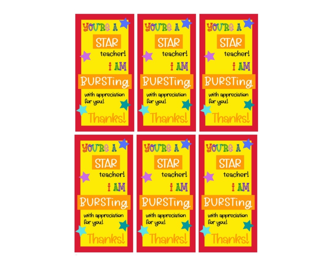 Candy Printable Tags Thank You Candy Tags Thank You Etsy