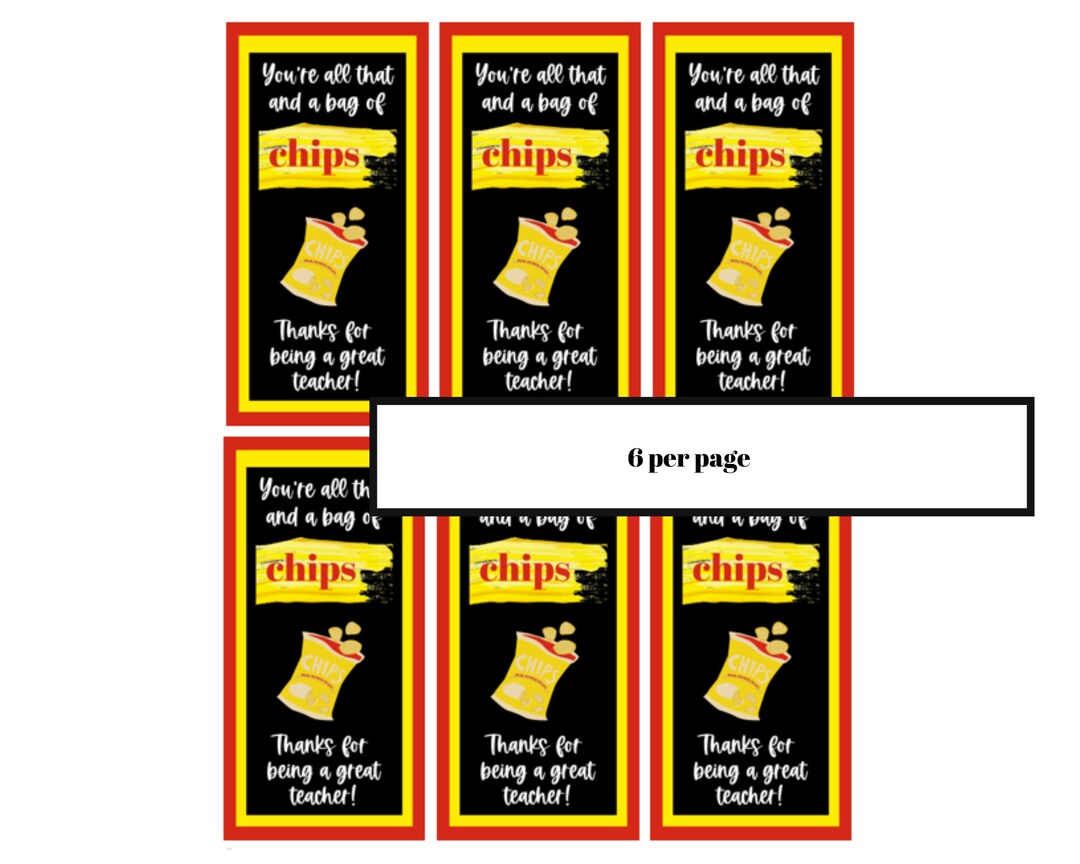 Chips Printable Tags | Thank You Candy Tags | Thank You Printable ...