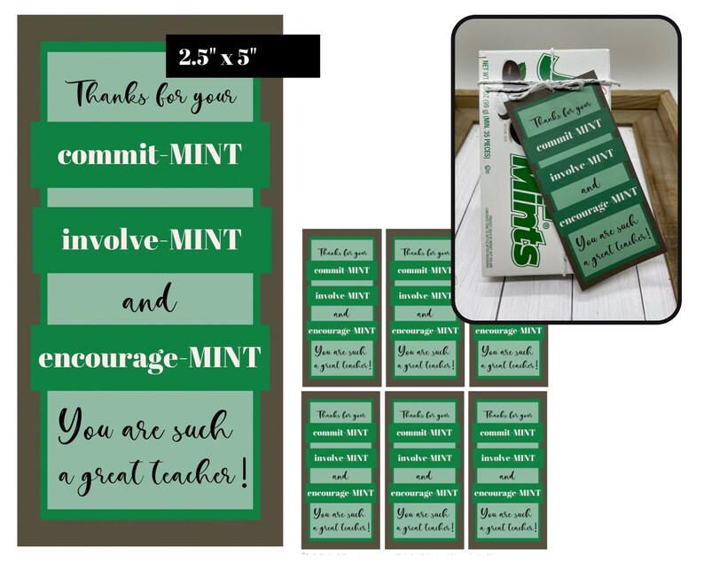Mint Candy Printable Tags Thank You Candy Tags Thank You - Etsy