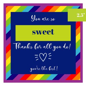 Sweet Candy Printable Tags Thank You Candy Tags Thank You - Etsy