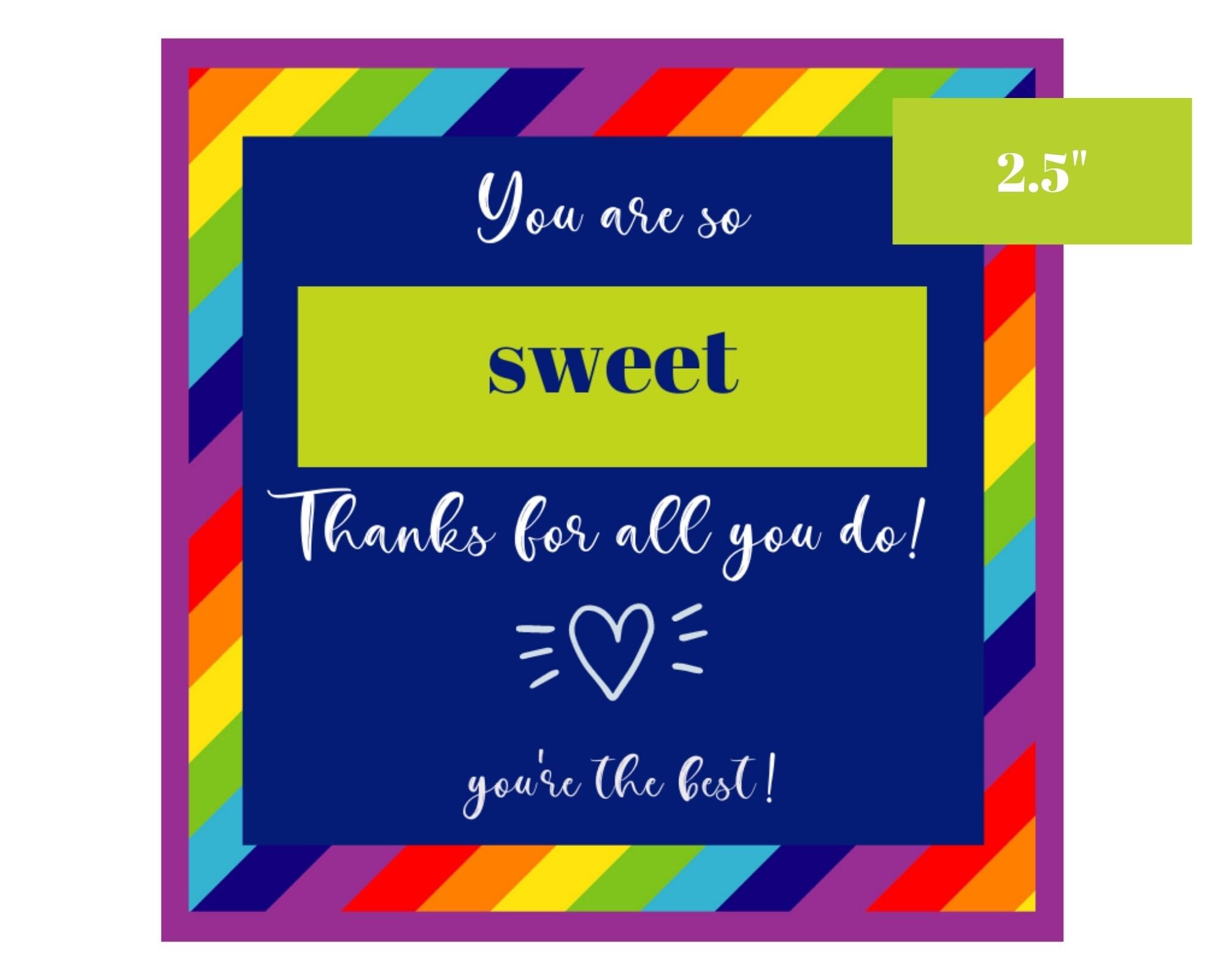 Sweet Candy Printable Tags Thank You Candy Tags Thank You - Etsy