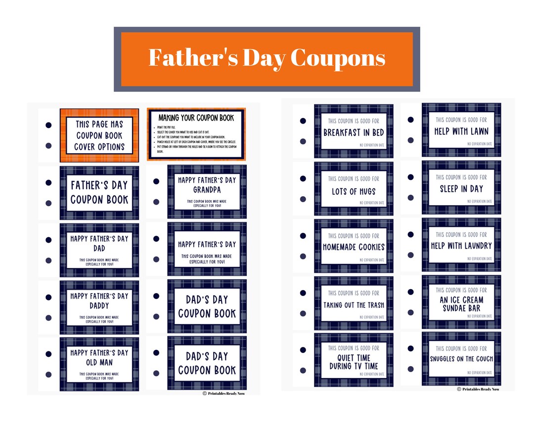 Father's Day Coupons Digital Download | Father's Day Printable Coupons ...