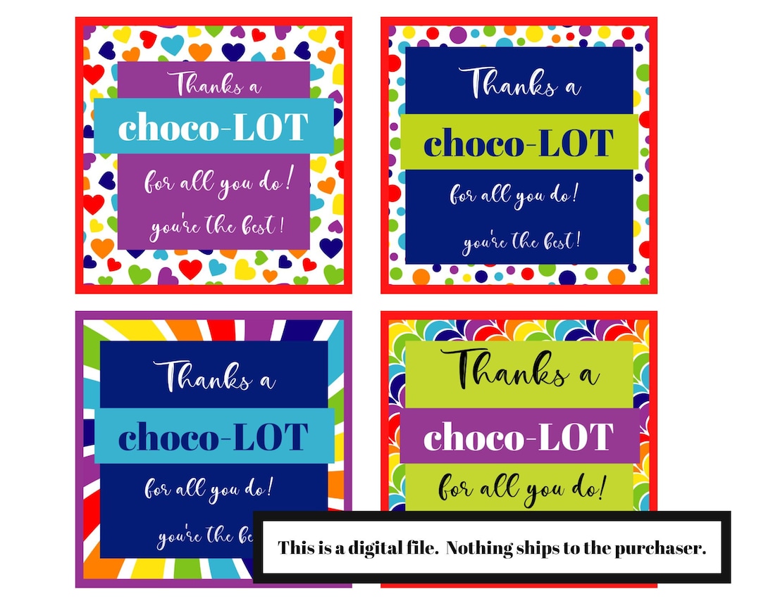 Chocolate Candy Printable Tags | Thank You Candy Tags | Thank You ...