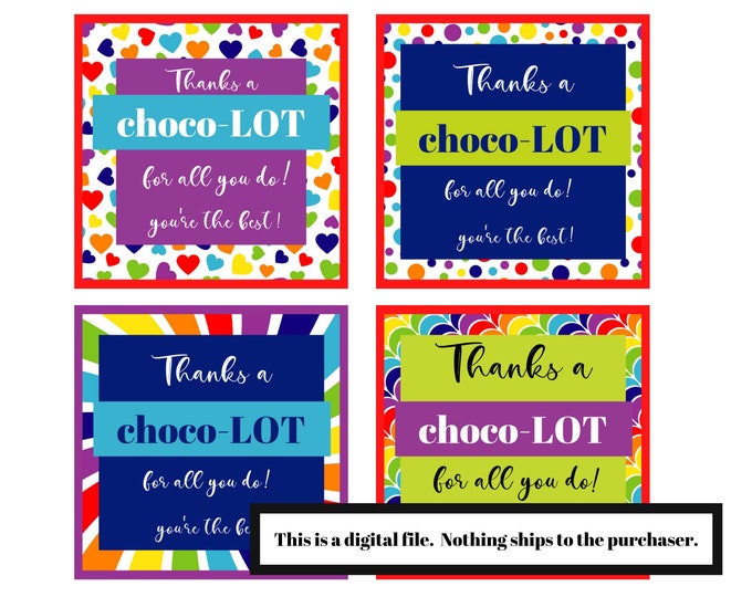 INSTANT DOWNLOAD Thank You Candy Grams Appreciation Printables Tags ...