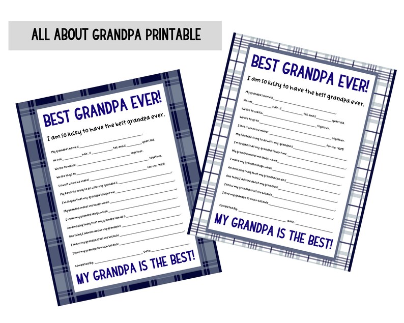 Father's Day Printable All About GRANDPA Activity | Digital Download ...