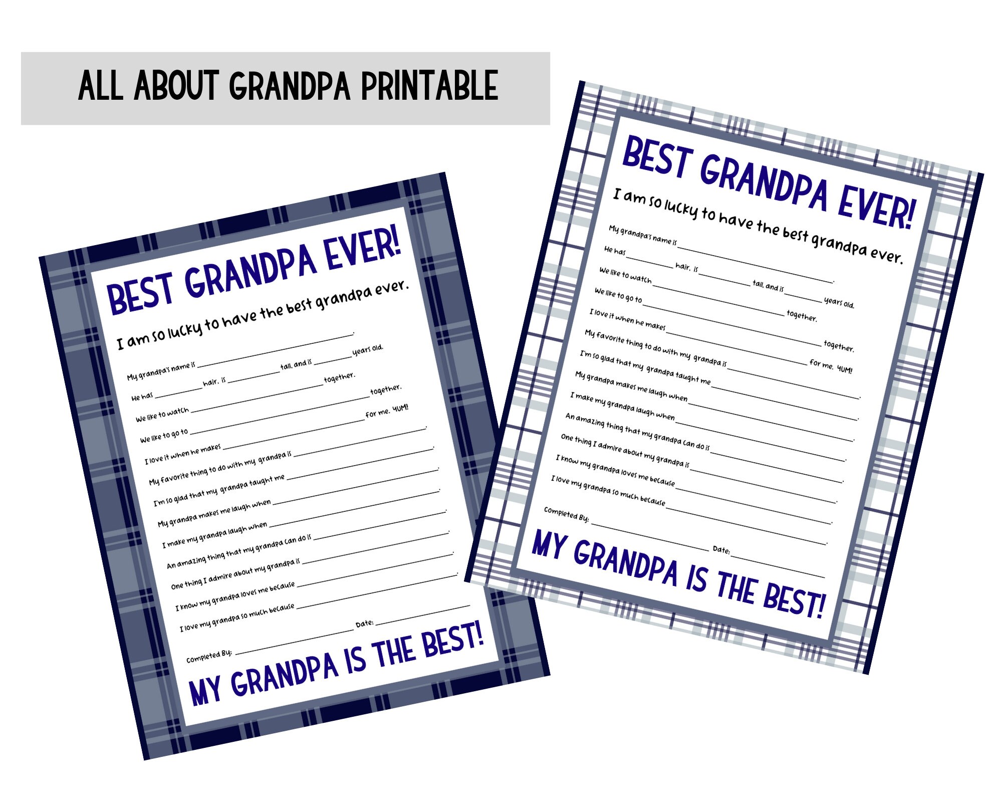Father's Day Printable All About GRANDPA Activity | Digital Download ...