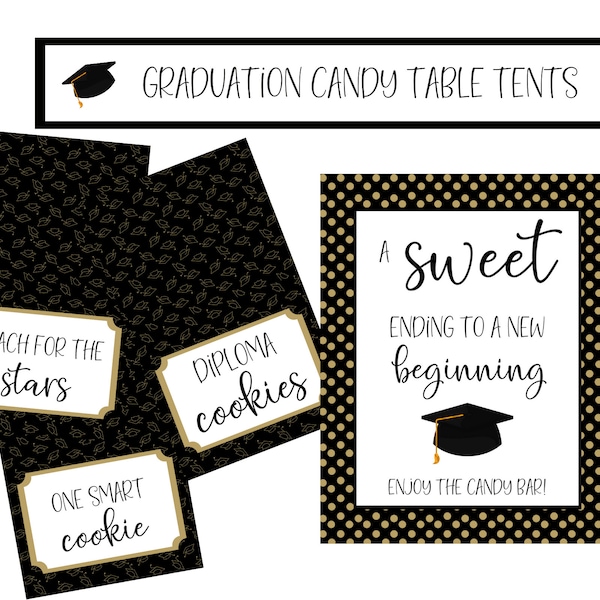 Orange Graduation Party Candy Bar Tent Signs Printable Digital Download ...