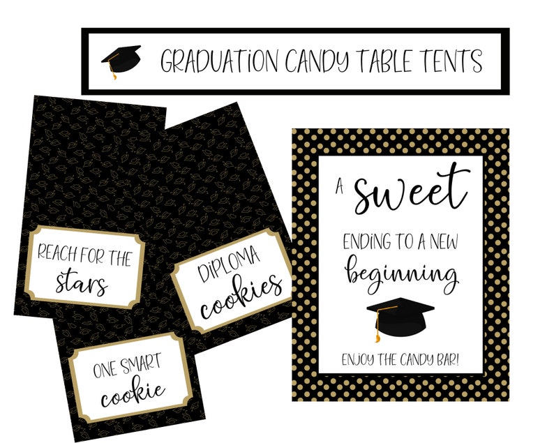 Graduation Party Candy Bar Tent Signs Printable Digital Download - Etsy