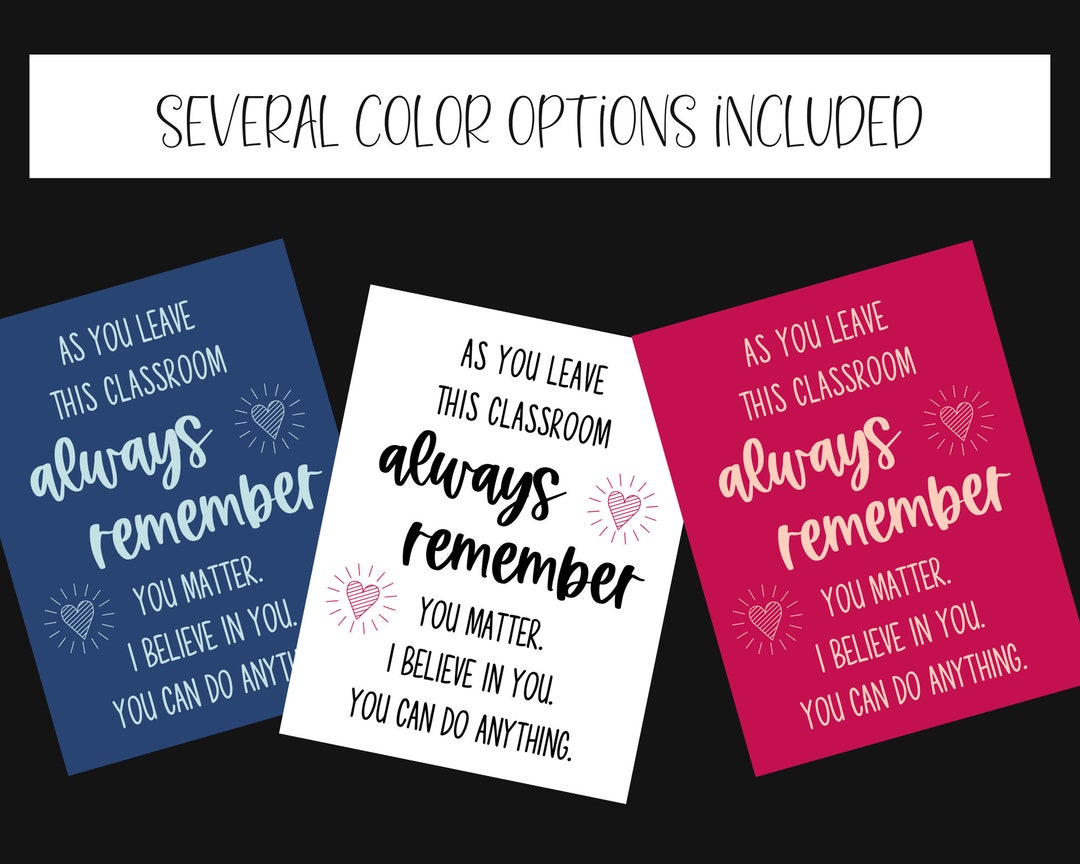 Classroom Door Poster | You Matter | I Believe in You | You Can Do ...