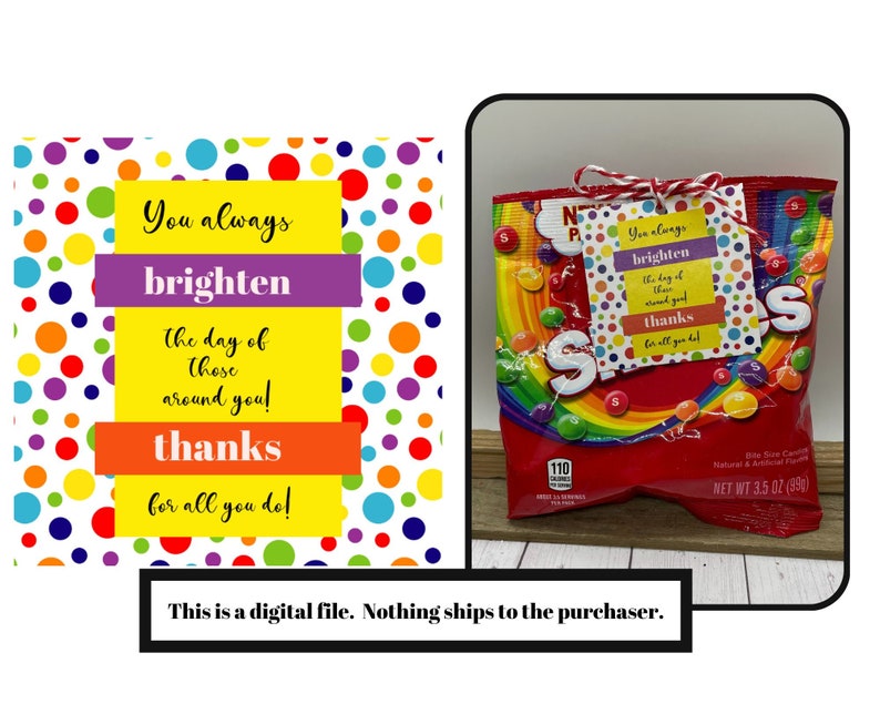 Candy Printable Tags Thank You Candy Tags Thank You Printable ...