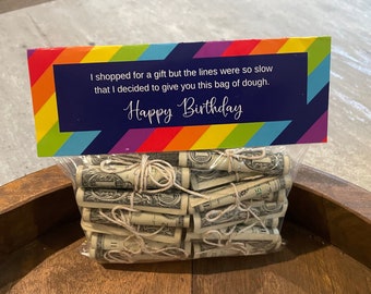 Birthday Money Gift Idea Printable Bag Topper Birthday | Etsy