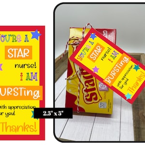 Nurse Appreciation Tag Starburst | Starburst Candy Tag Printable ...