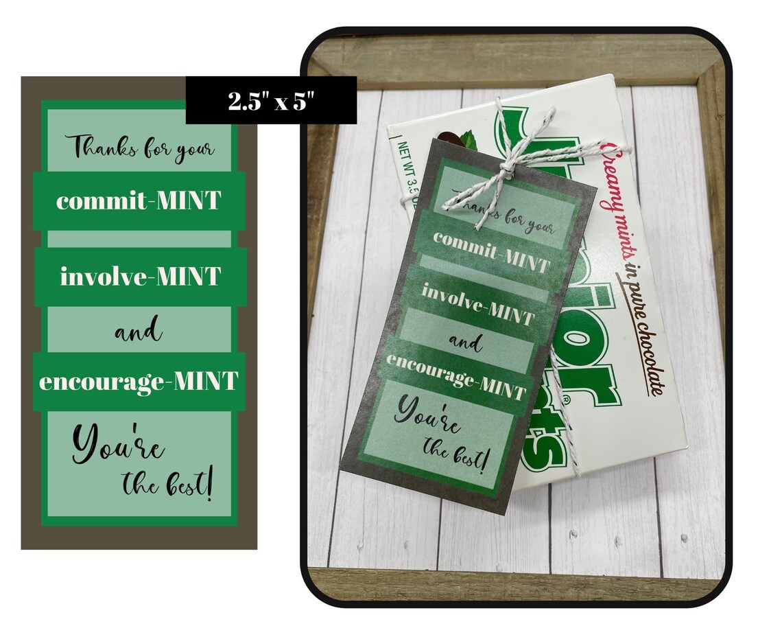 Mint Candy Printable Tags Thank You Candy Tags Thank You | Etsy