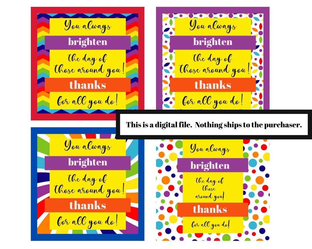 Candy Printable Tags | Thank You Candy Tags | Thank You Printable ...