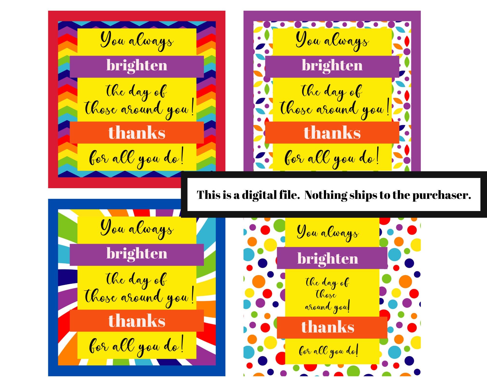 Candy Printable Tags | Thank You Candy Tags | Thank You Printable ...