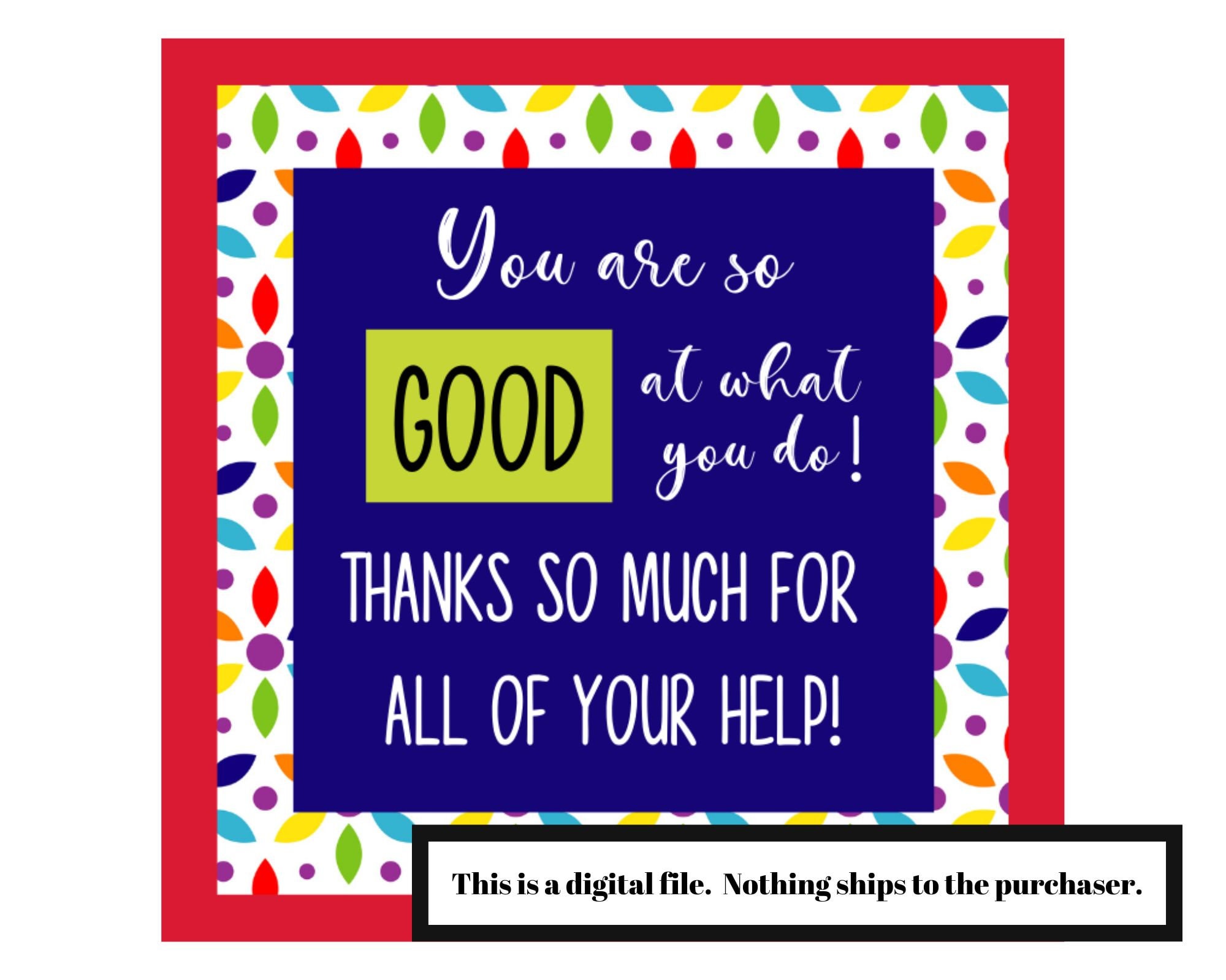 Candy Printable Tags Thank You Candy Tags Thank You - Etsy