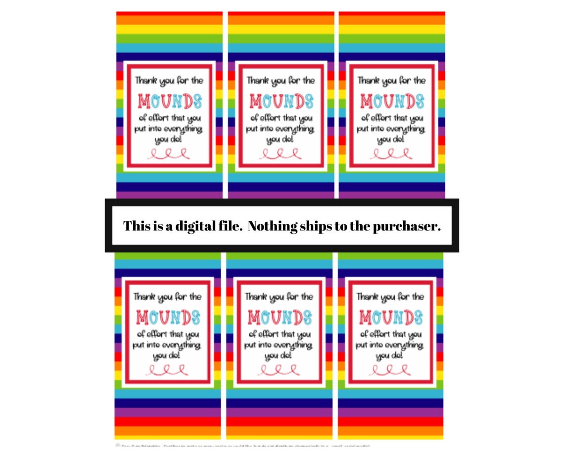 Candy Printable Tags | Thank You Candy Tags | Thank You Printable ...