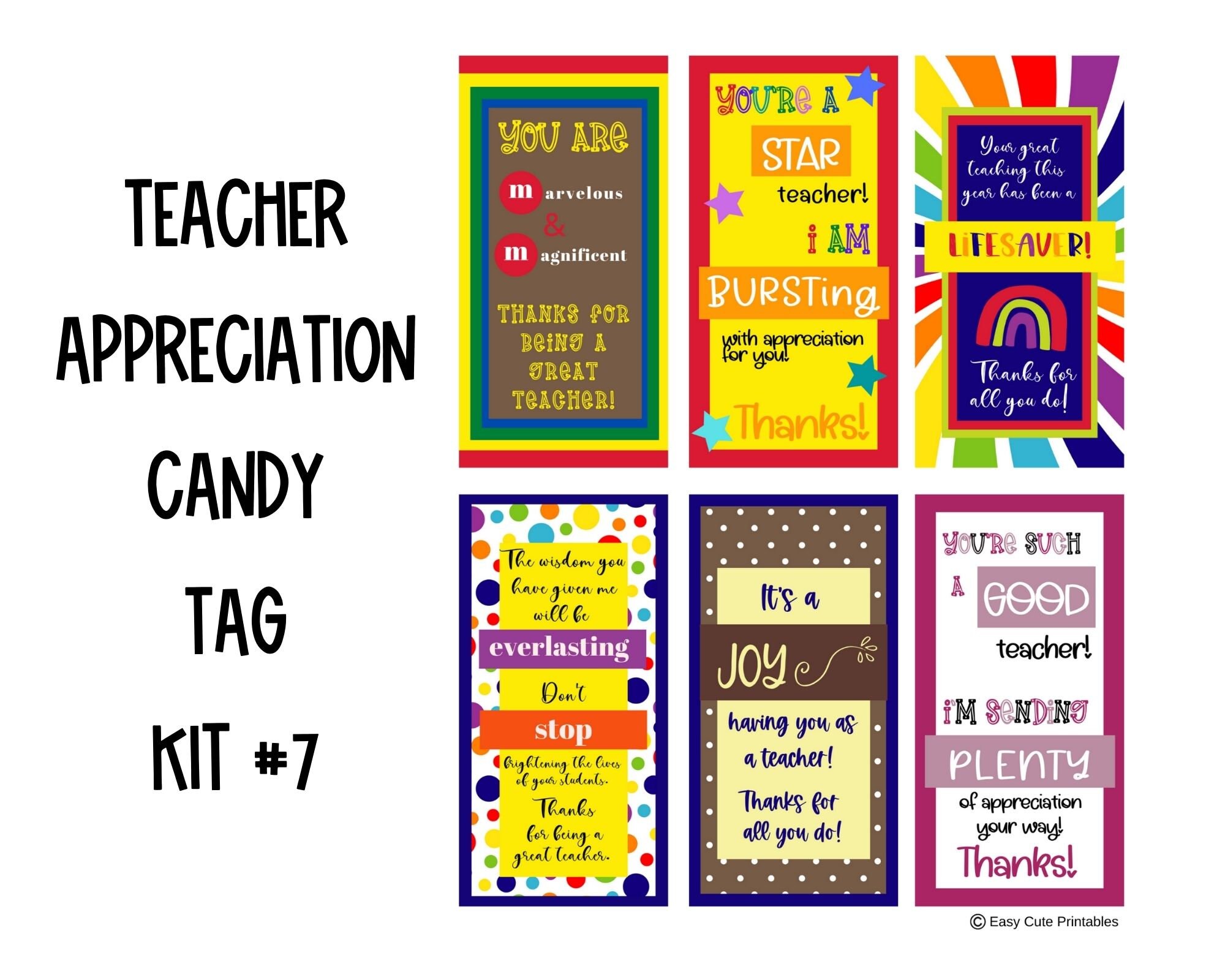 Appreciation candy tag Teacher Appreciation Candy Tag Kit| Features 6 ...