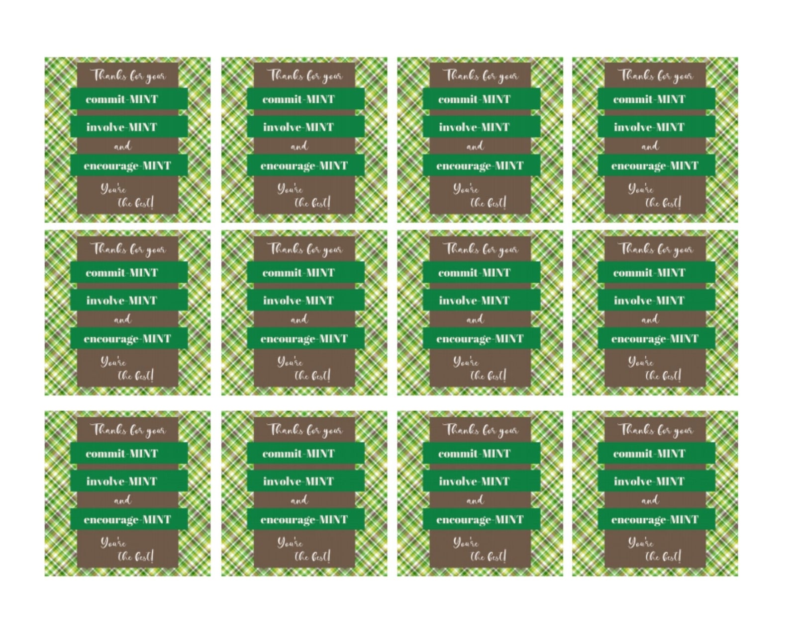 Mint Candy Printable Tags Thank You Candy Tags Thank You Printable ...