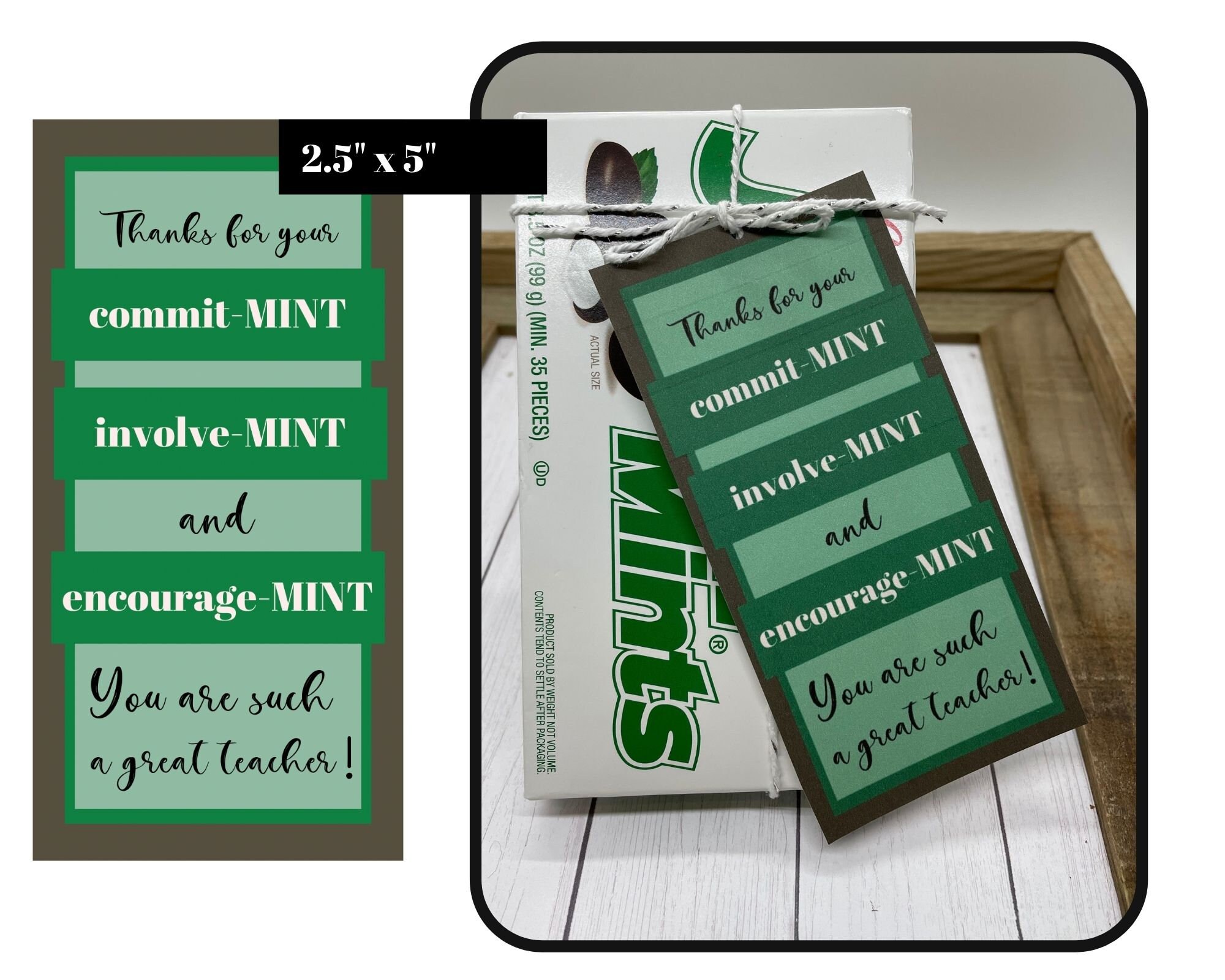 Mint Candy Printable Tags Thank You Candy Tags Thank You - Etsy