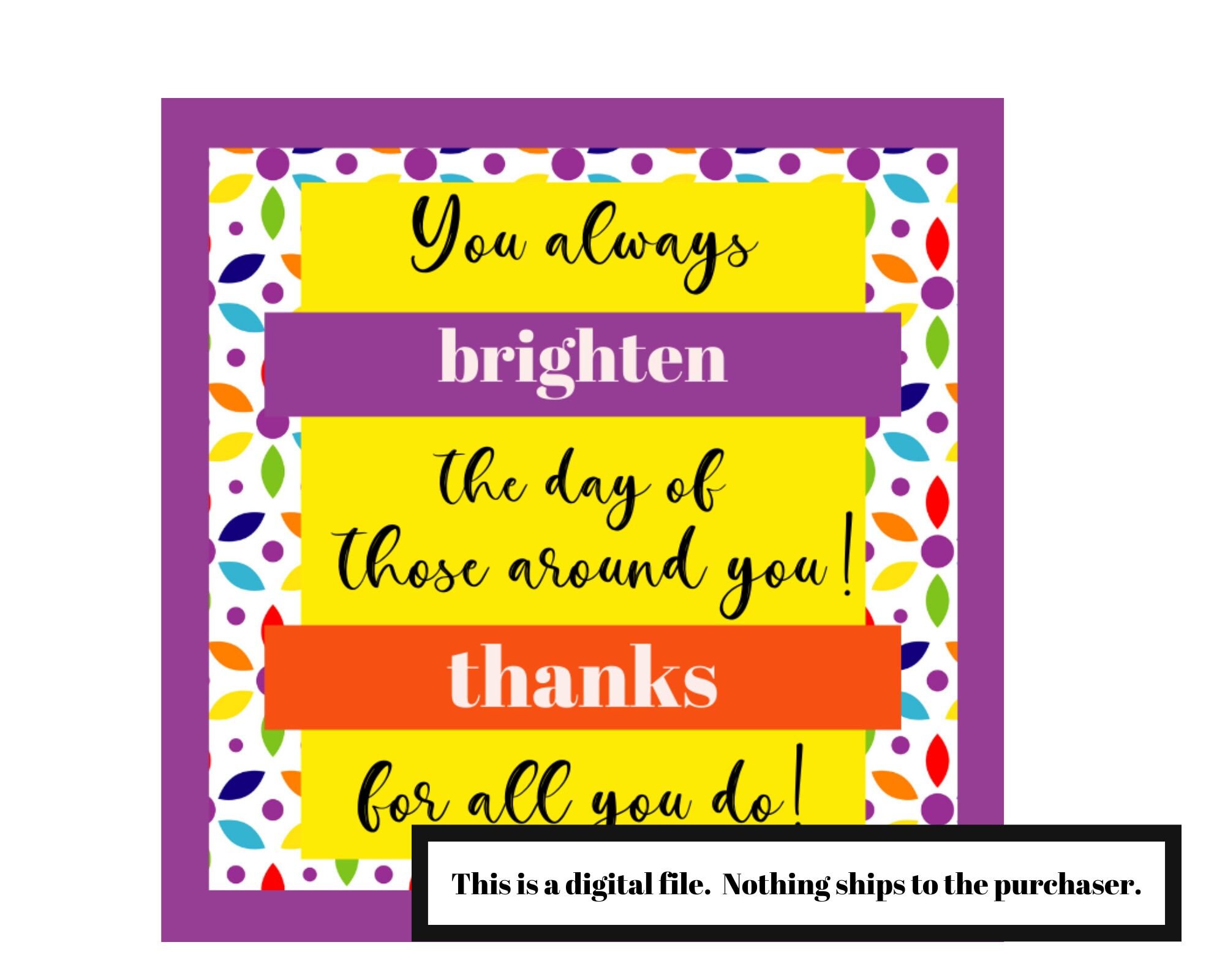 Candy Printable Tags Thank You Candy Tags Thank You Printable ...