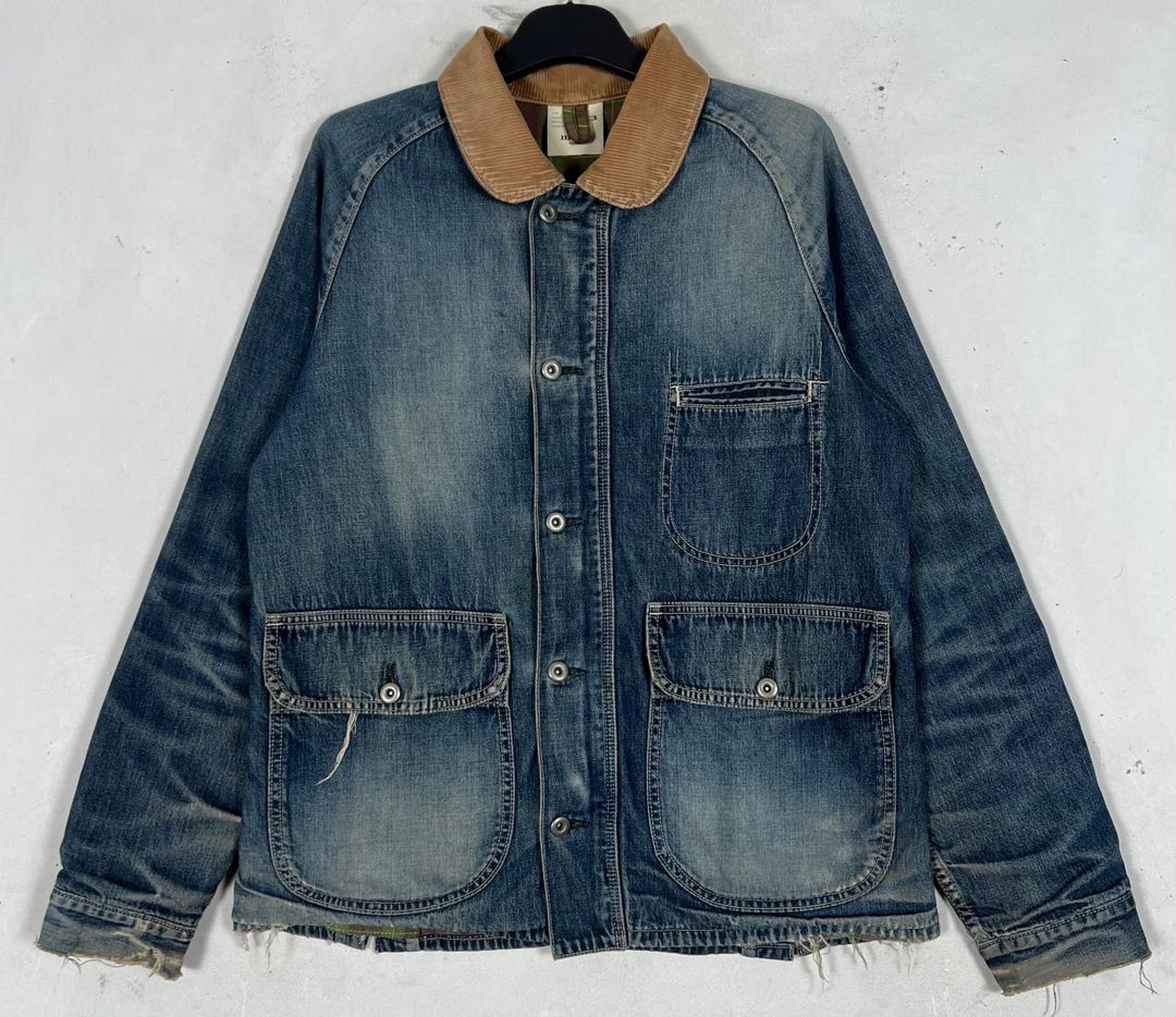 Vintage Distressed Denim Chore Jacket - Etsy