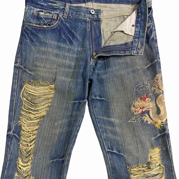 Embroidered Jeans Mens - Etsy