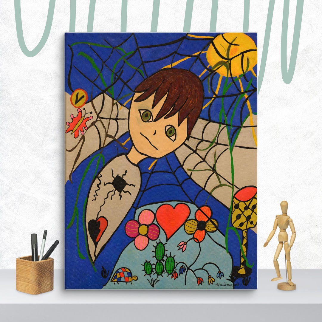 Canvas of the Lost Boy- Whimsical Fantasy Art Print, Colorful Storybook ...