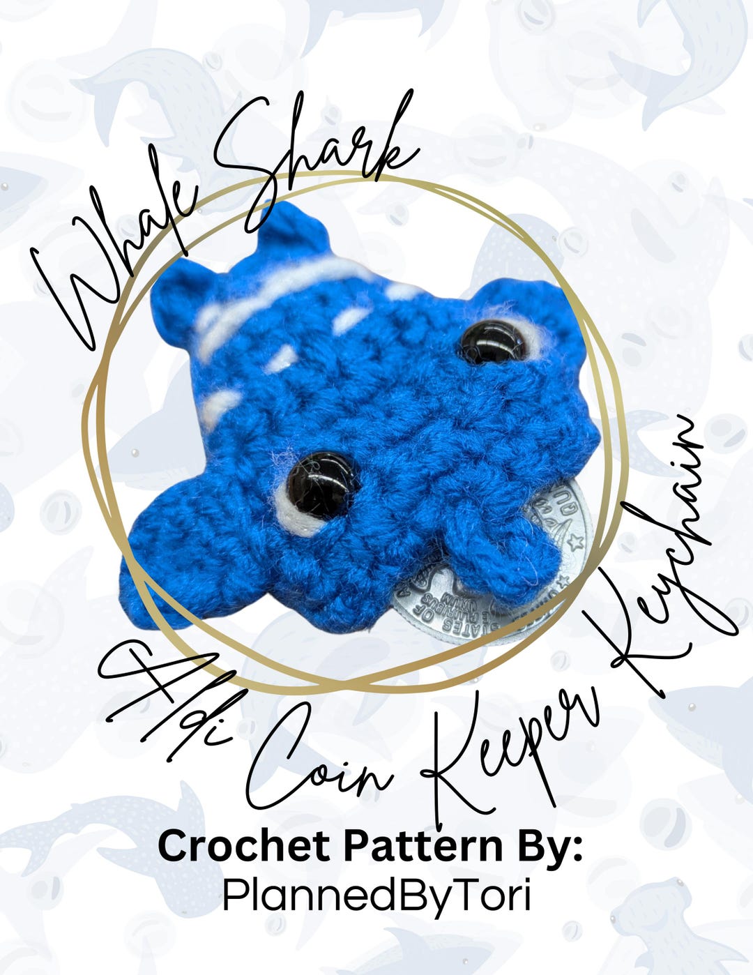 Crochet Pattern Whale Shark Aldi Coin Keychain | DIY Coin Keeper | Aldi ...