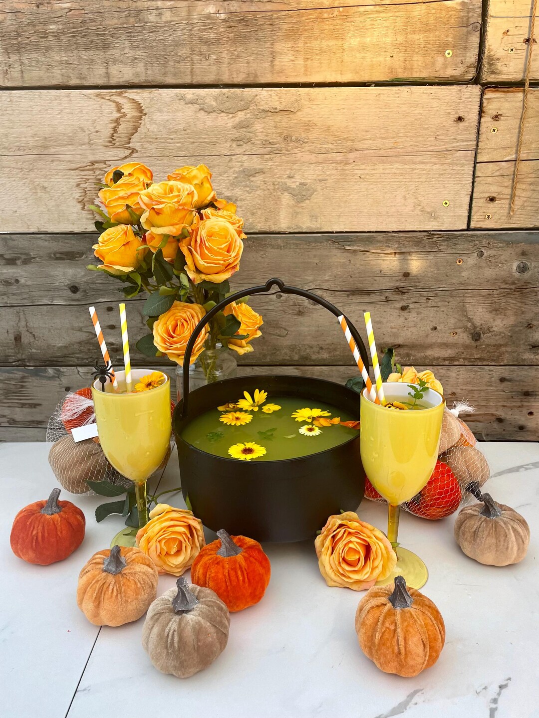 Complete Halloween/autumn Table Centre Piece Kit. Cauldron Cocktail ...