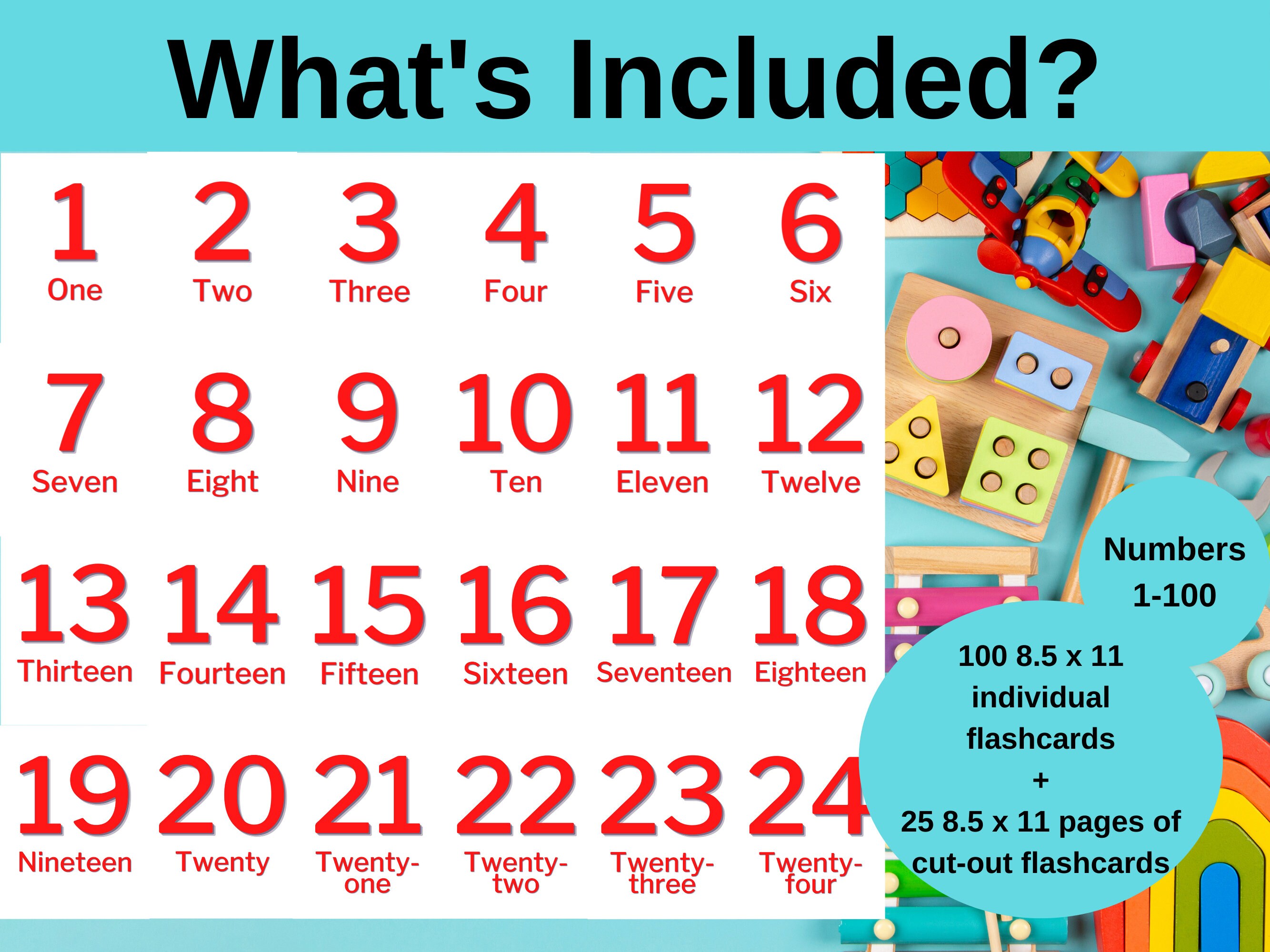 Digital Number Flashcards 1-100 Red Fun Printable Math Counting ...