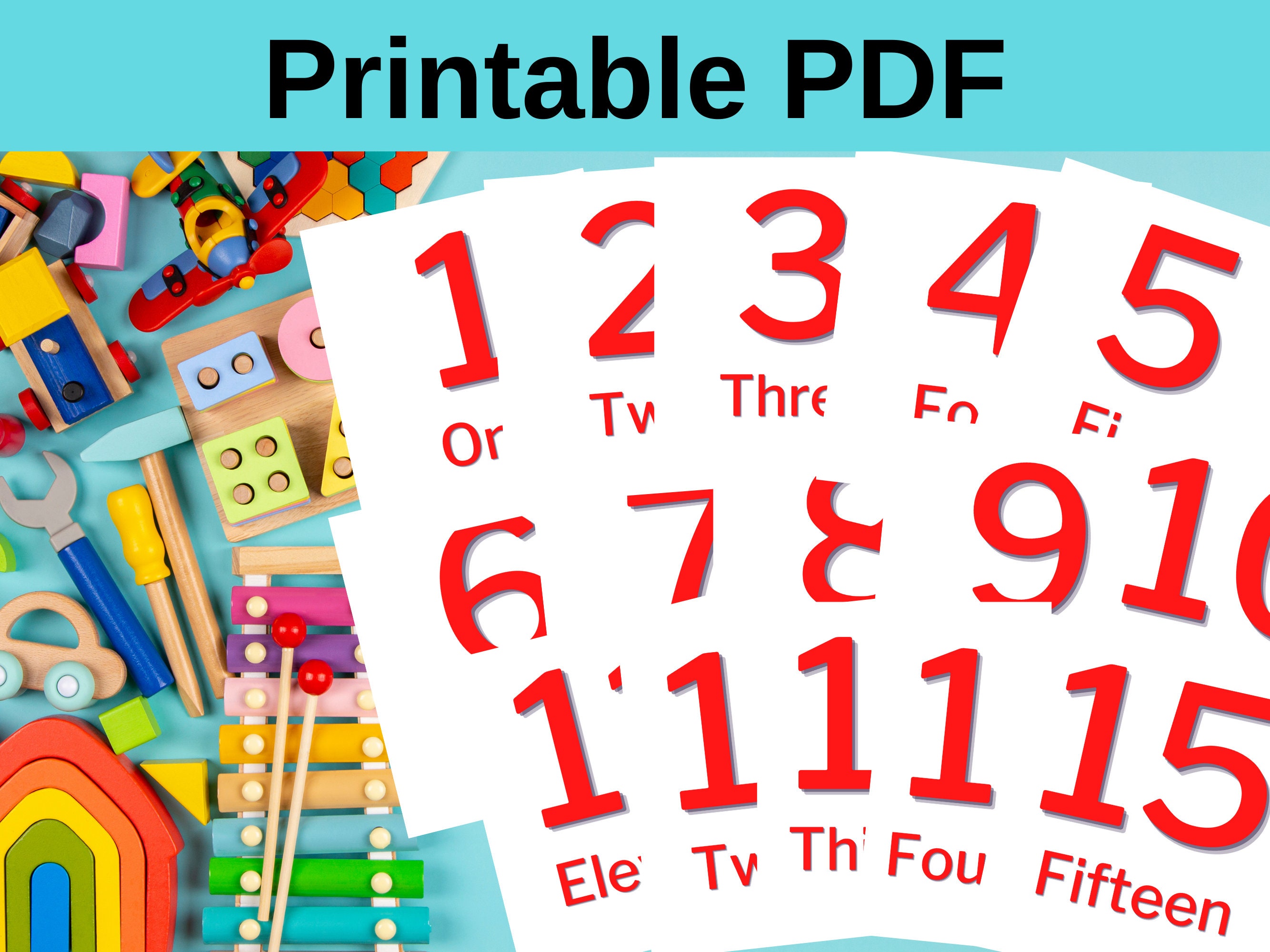Digital Number Flashcards 1-100 Red Fun Printable Math Counting ...