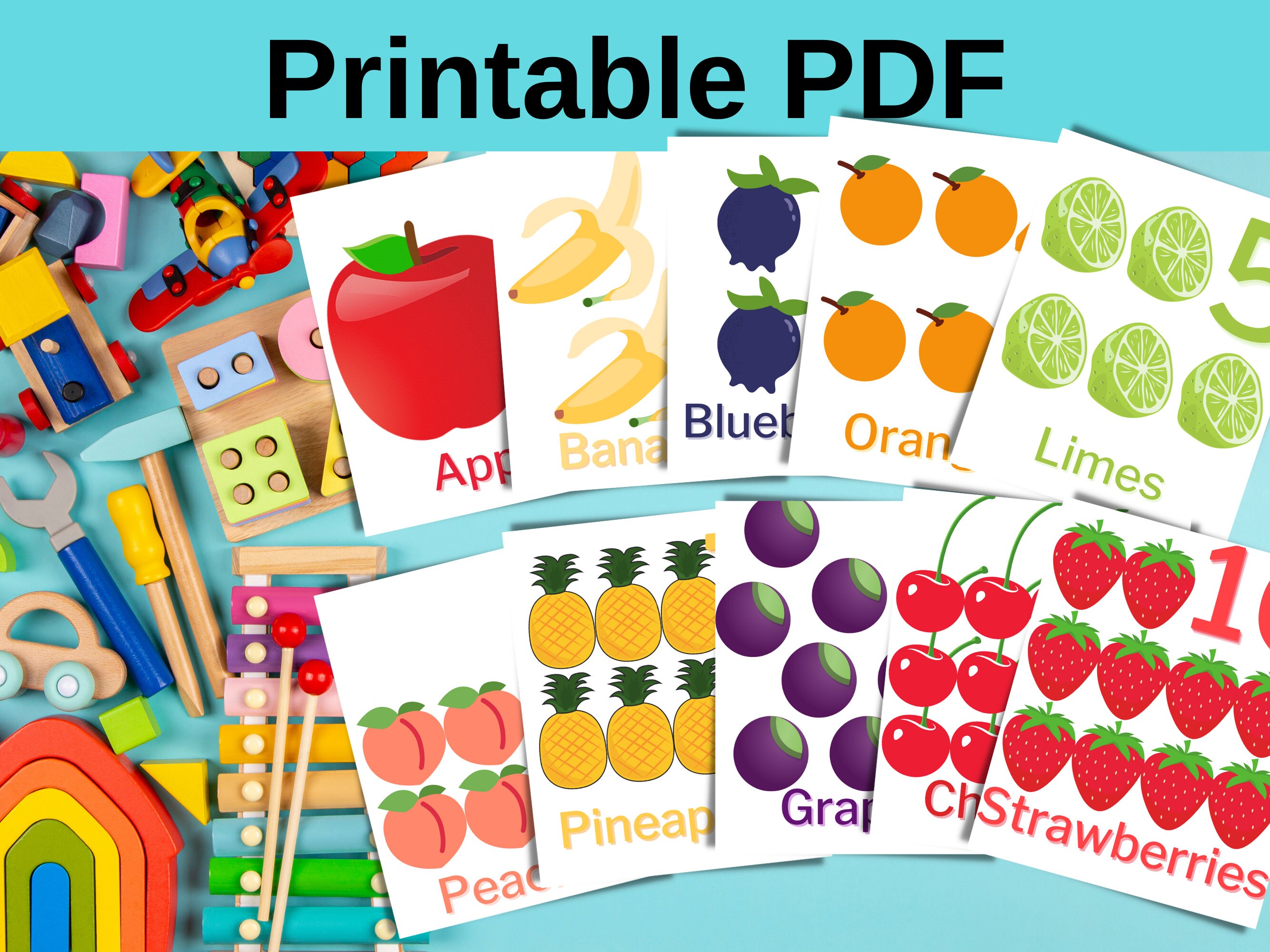 Digital Numbers With Fruit Flashcards 1-10 Fun Printable Math Education ...